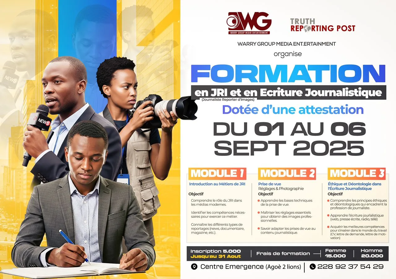 MÉDIA : Une formation en JRI et en Écriture journalistique à Lomé ...
